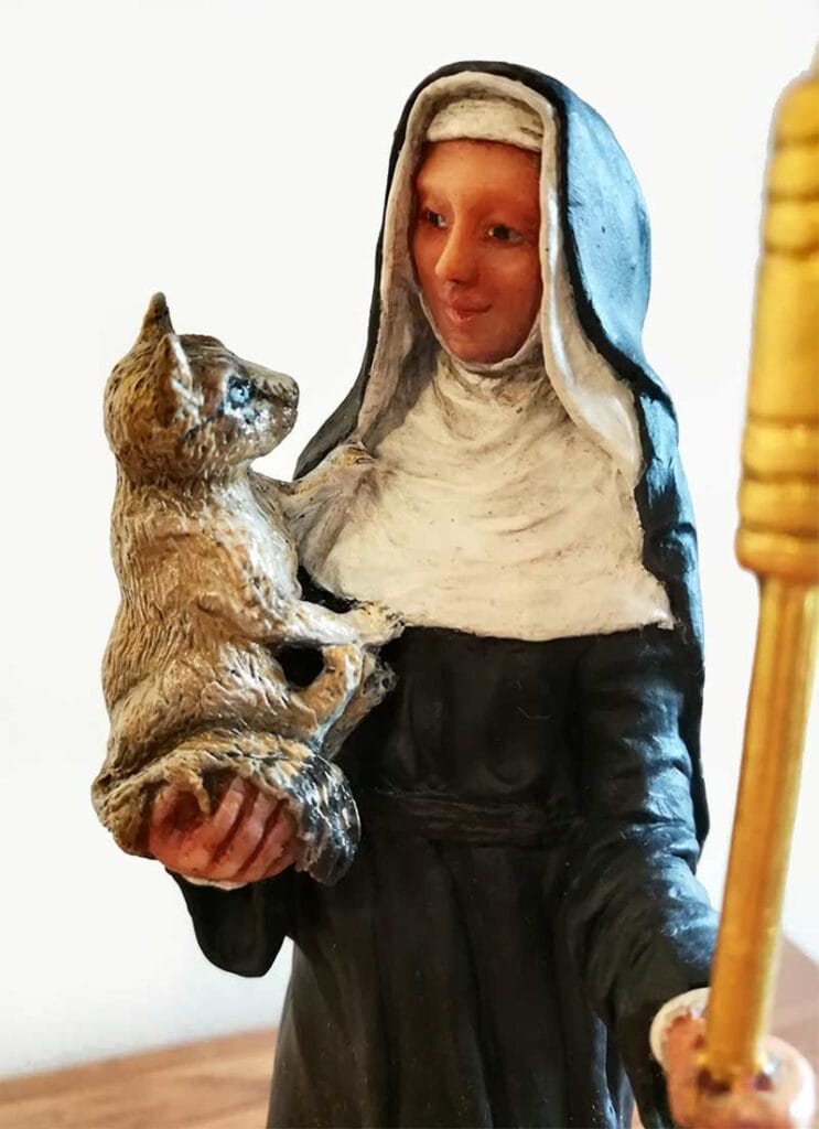Santa de Los Gatos | Gertrudis de Nivelles Escultura en Resina